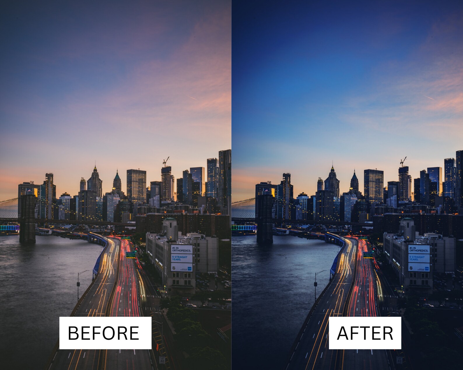 40 Blue Hour Cinematic Luts | Cityscape Night Color Grading for ...
