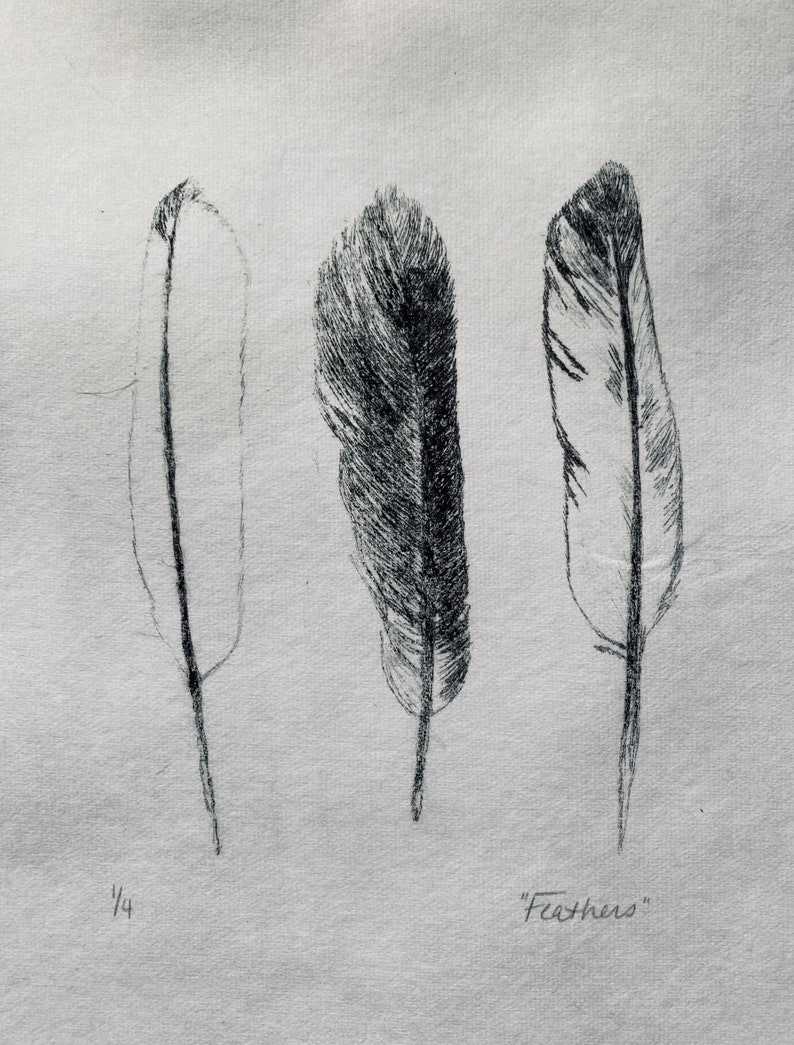 Feathers Handmade Intaglio Print - Etsy