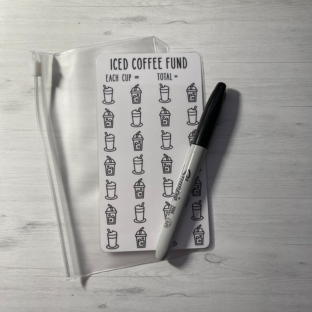 Iced Coffee Savings Challenge, Coffee Fund Colour in Savings, Money ...