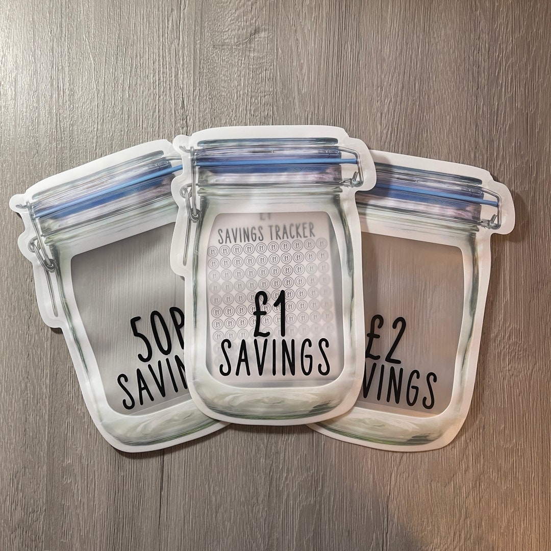 Coin Saving Challenge, Jar Pouch Savings50p, 1 Pound, 2 Pound ...