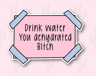 Funny Stickers Adult, Drink Your Water You Beautiful Dehydrated Bitch ...