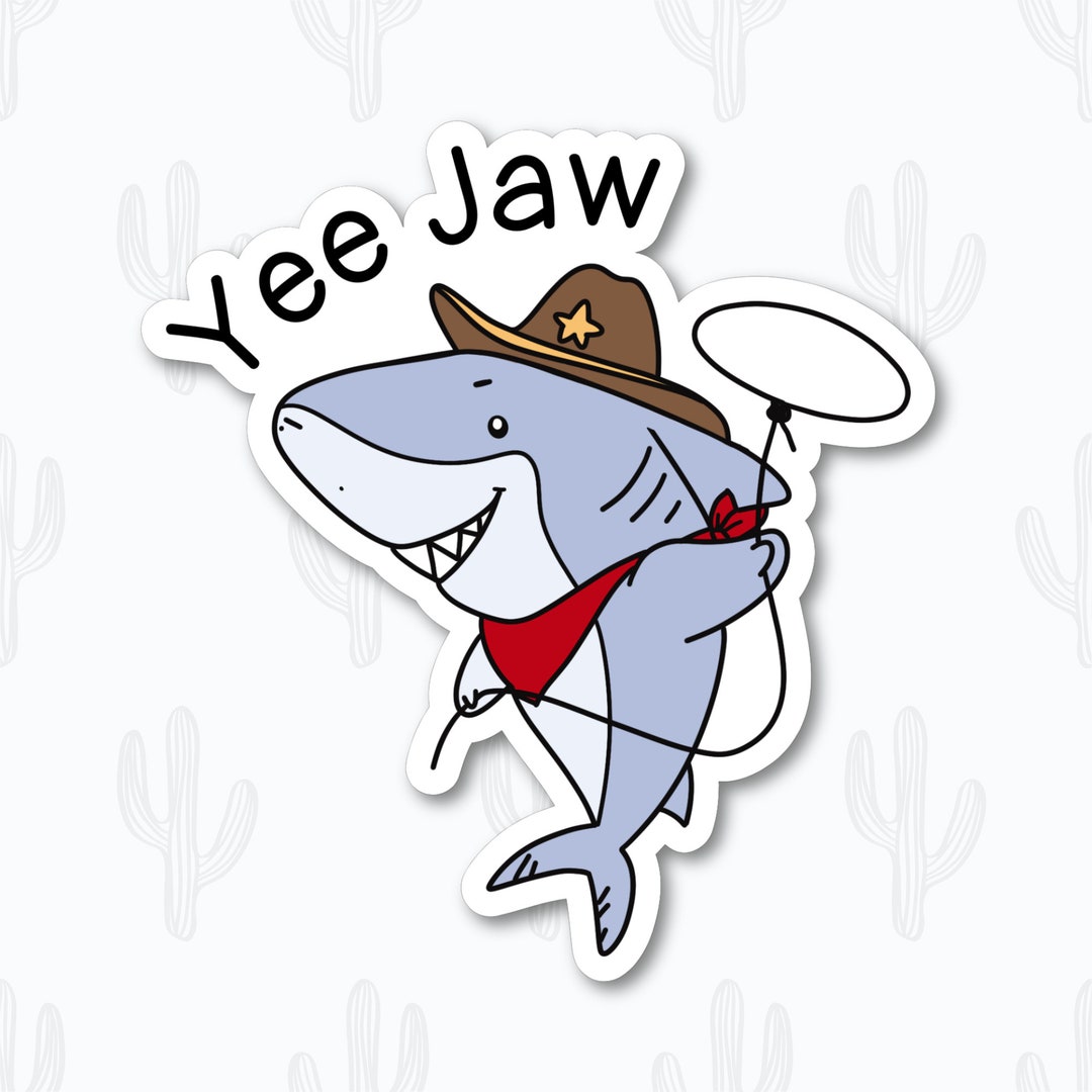 Shark Sticker, Cowboy Sticker, Western Sticker, Funny Animal Sticker ...