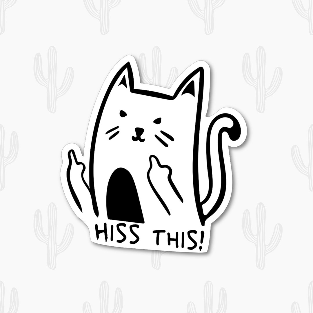 Angry Cat Sticker, Funny Cat Stuff, Middle Finger Gifts, Feline ...