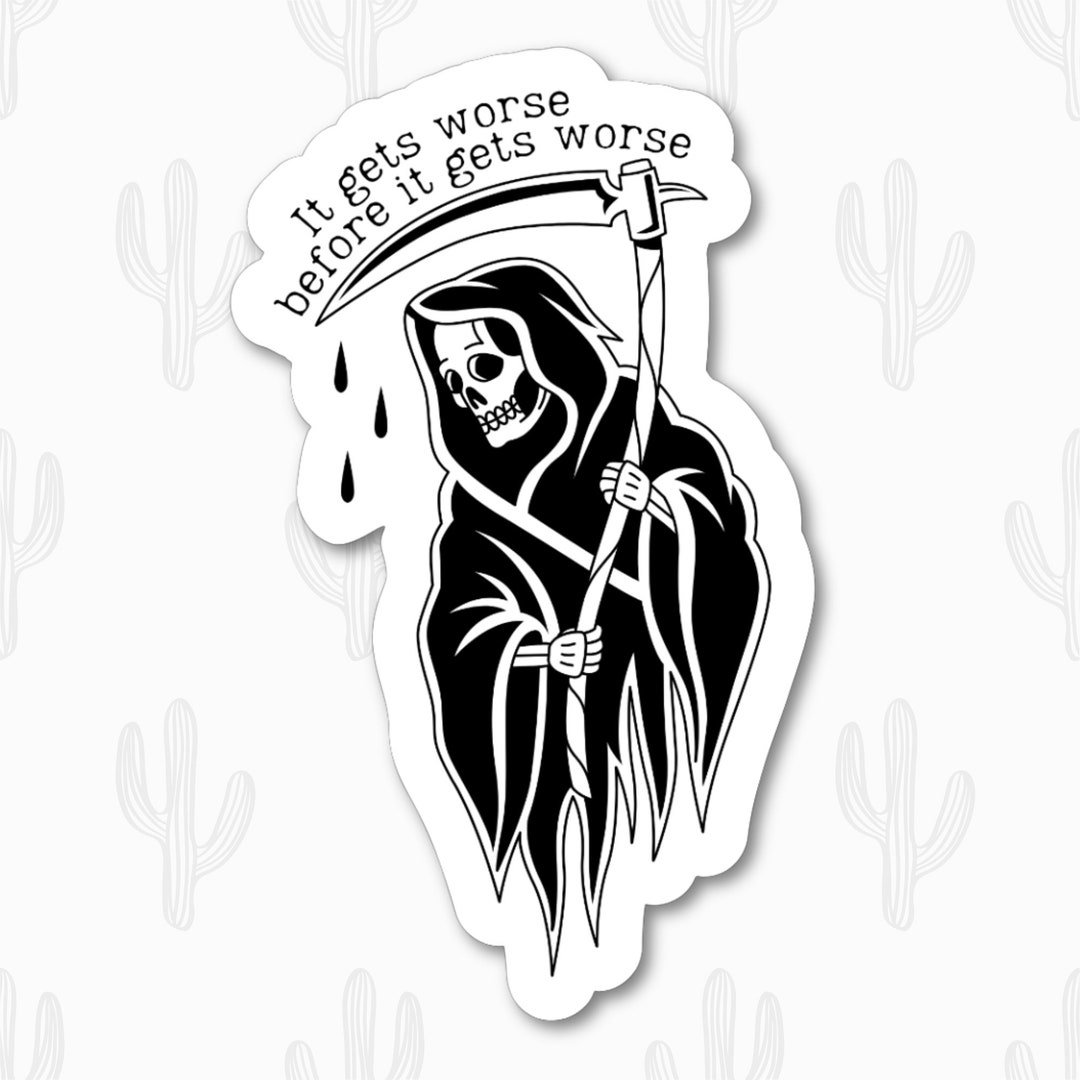 Grim Reaper Sticker, Morbid Stickers, Gothic Sticker, Spooky Sticker ...