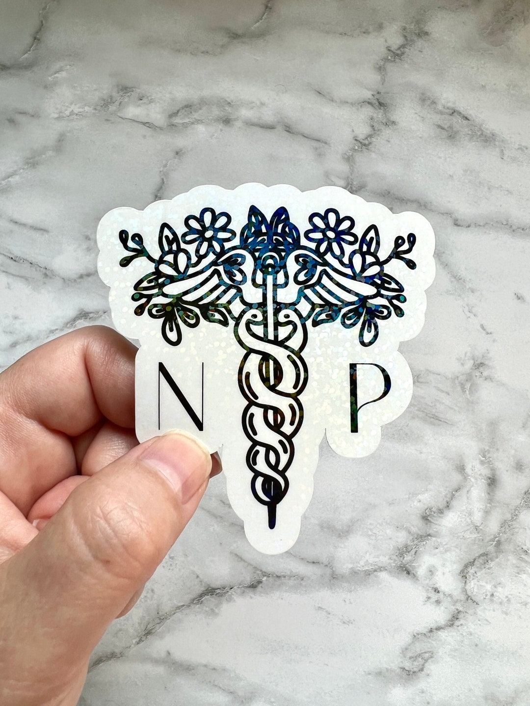 Nurse Practitioner Sticker Caduceus Sticker Holographic - Etsy