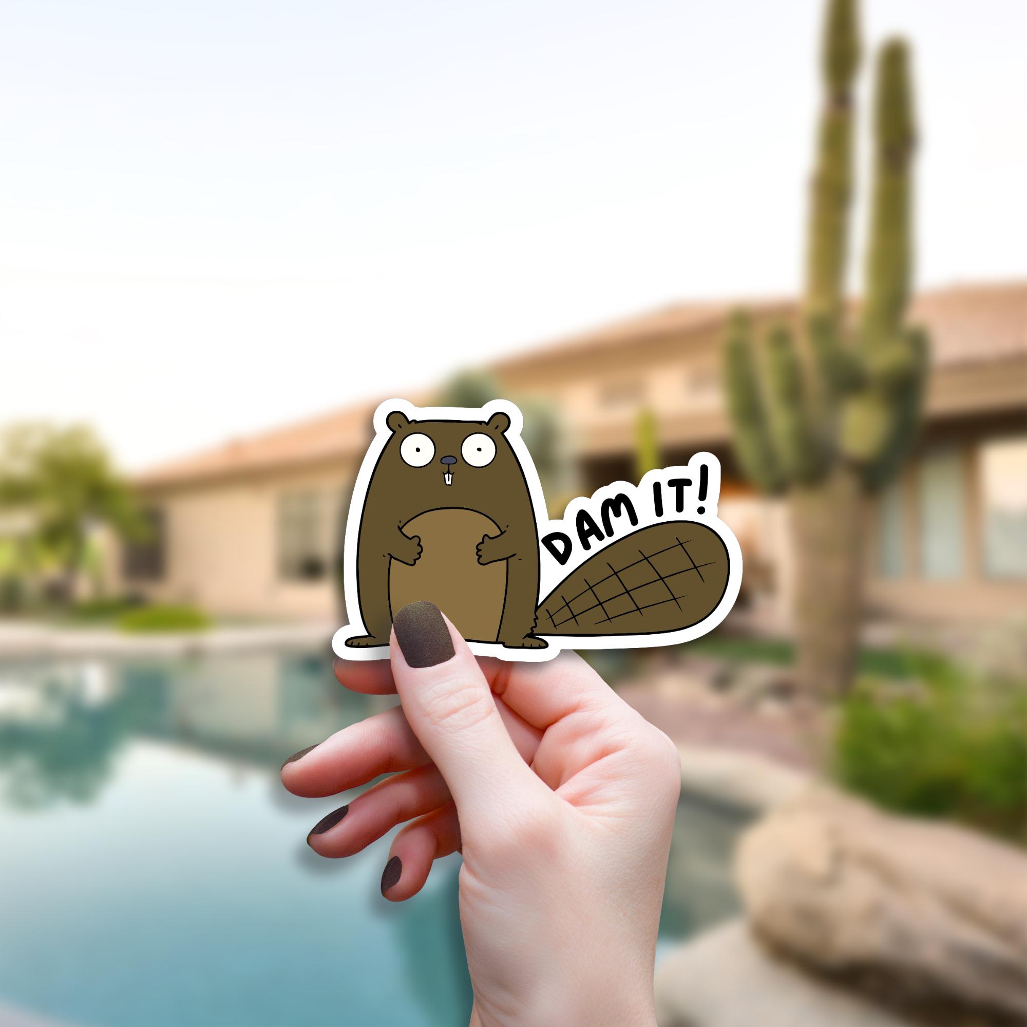 Beaver Sticker, Dam It Sticker, Funny Laptop Decals, Woodland Animal ...