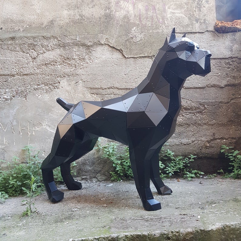 Pitbull Metal Sculpture 3D Poligonal Statue Decorative Low Poly Statue ...