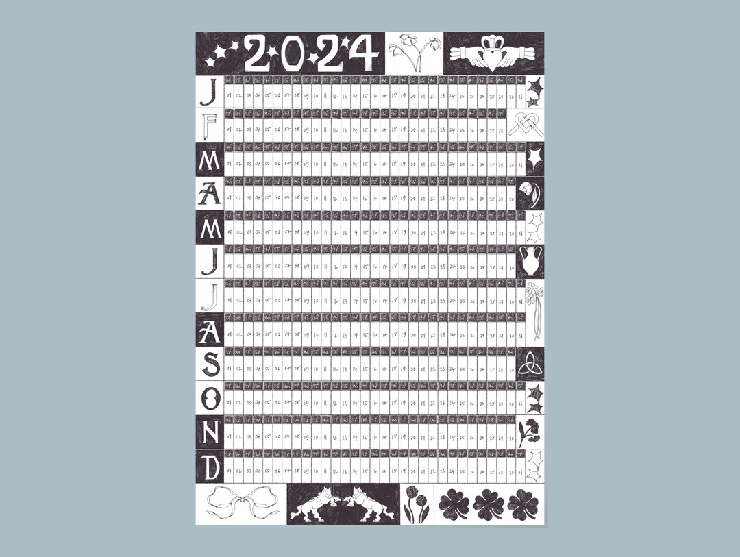 2024 Calendar | Illustrated Calendar | Digital Download | 2024 Year ...
