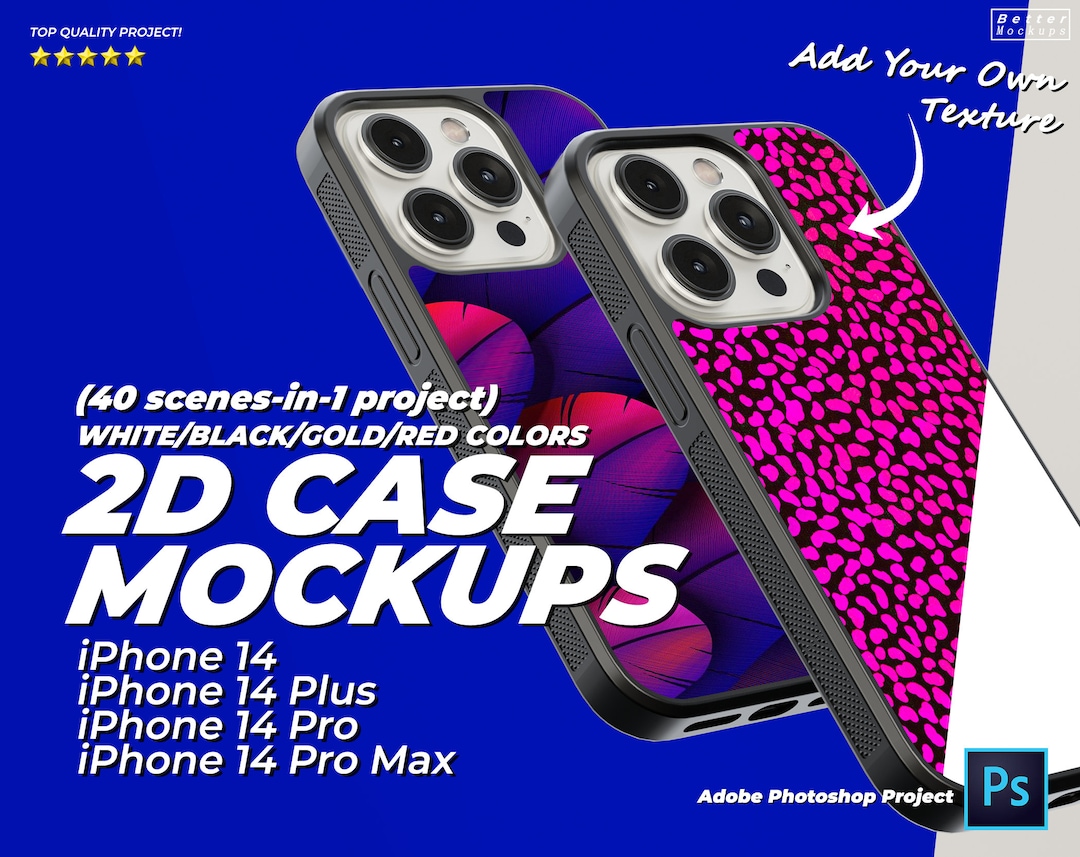 IPhone 14/15 2D Case Mockup, Sublimation iPhone Pro Case Mock up 2D ...