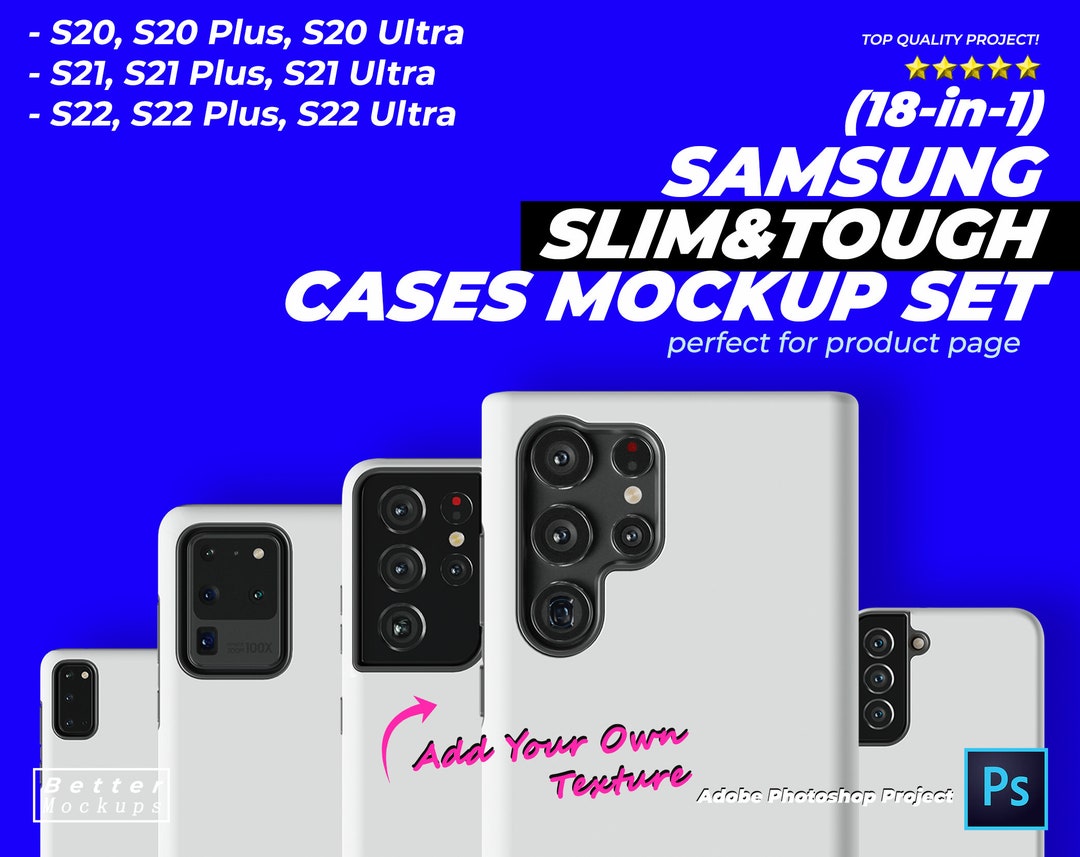 All Samsung Tough & Snap Cases Mockups, Samsung S22 Case Mockup, S21 ...