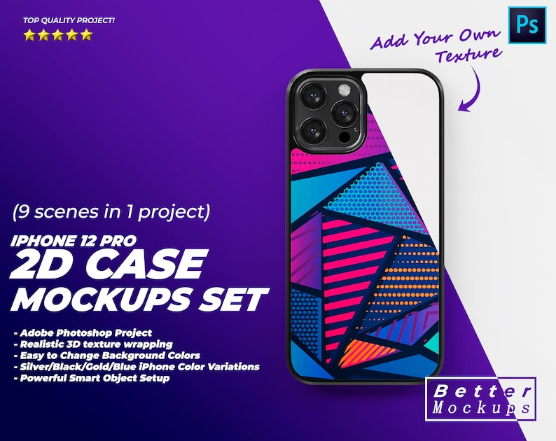 IPhone 13 Pro 2D Case Mockup, Sublimation iPhone 12 Case Mock up 2D ...