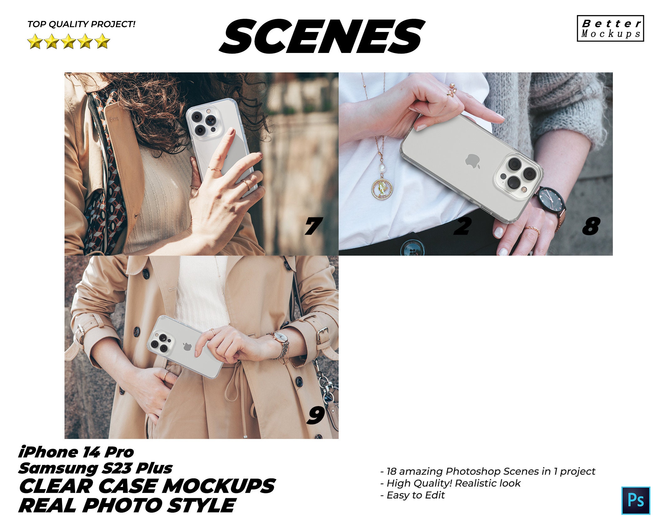 Real Photo Clear Case TPU Mockups for iPhone 14/15 Pro - Etsy