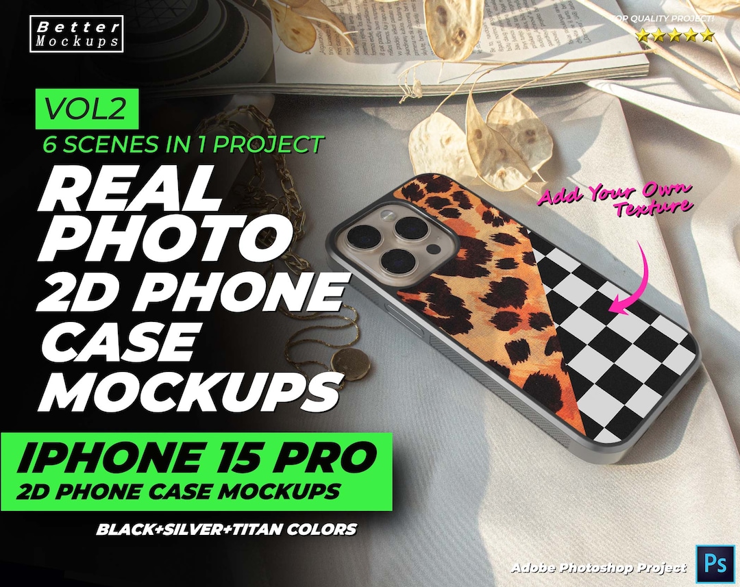 Real Photo 2D Phone Case Mockups for iPhone 15 Pro - 2D Case Mockups ...
