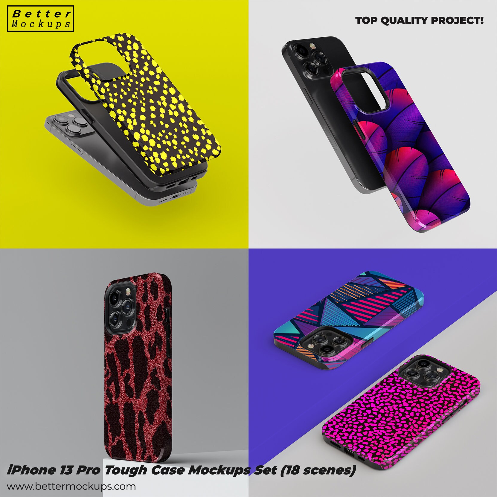 IPhone 13 Pro Tough Case Mockup Set, Sublimation Template (PSD) - Etsy