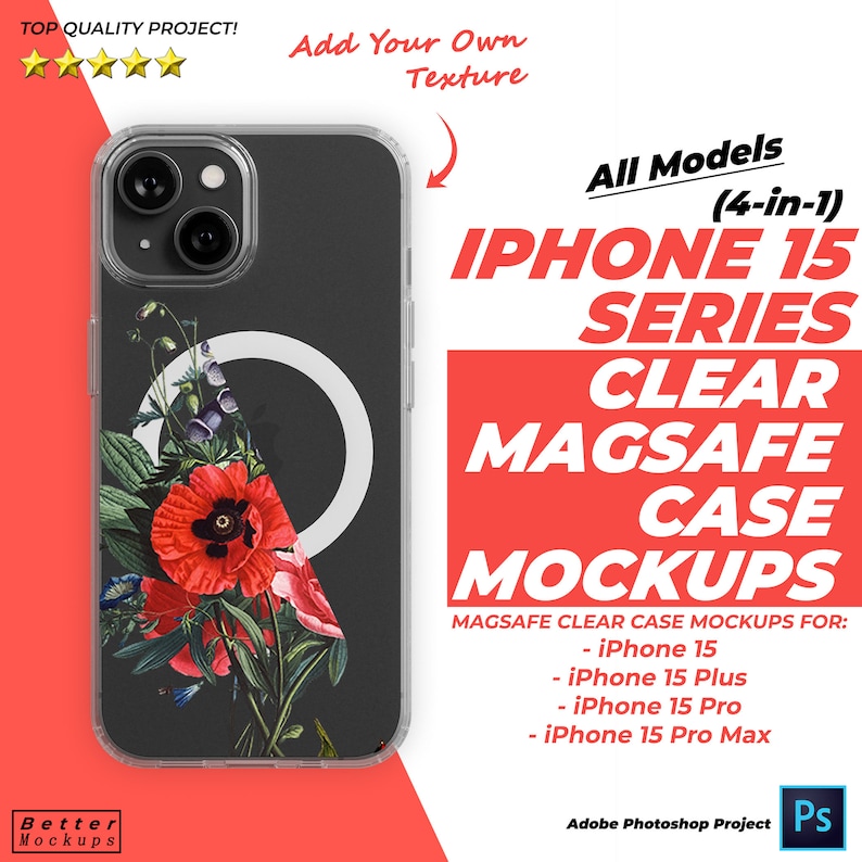 IPhone 15 Magsafe Clear Case Mockup (photoshop Template) - Etsy
