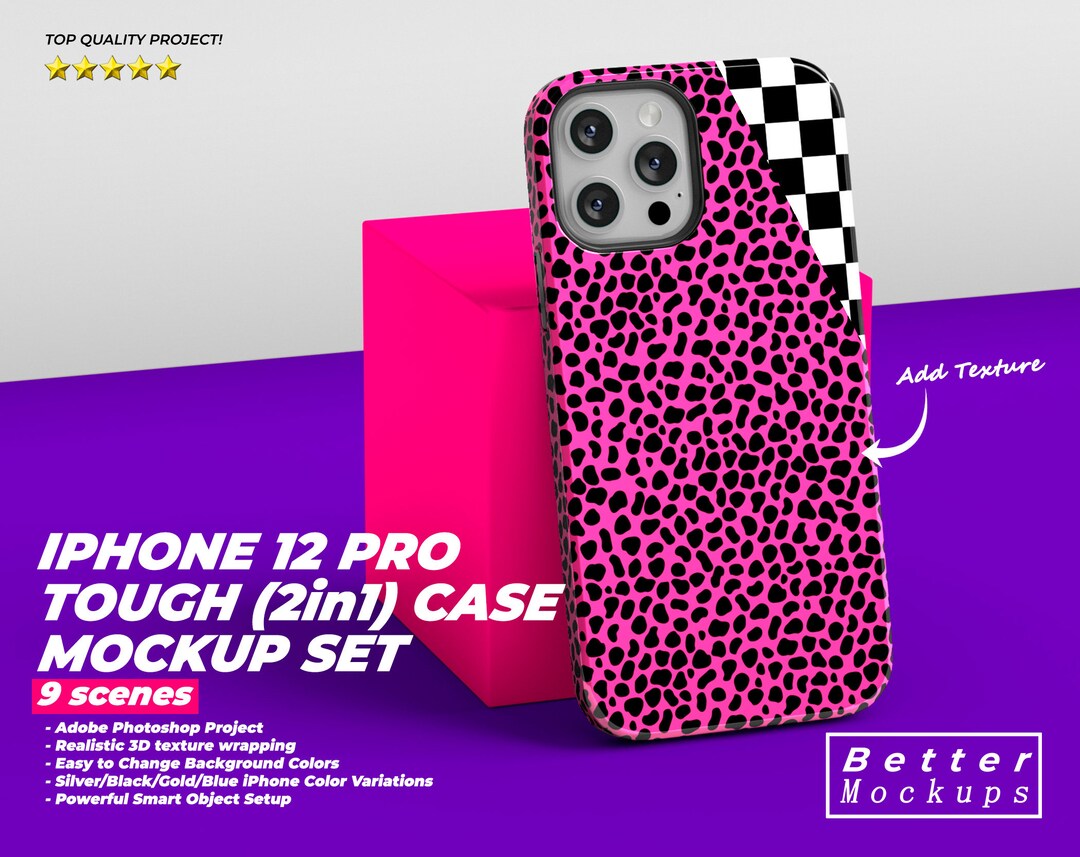 IPhone 13 Pro Tough Case Mockup, iPhone Case Mockup, iPhone 12 Case ...