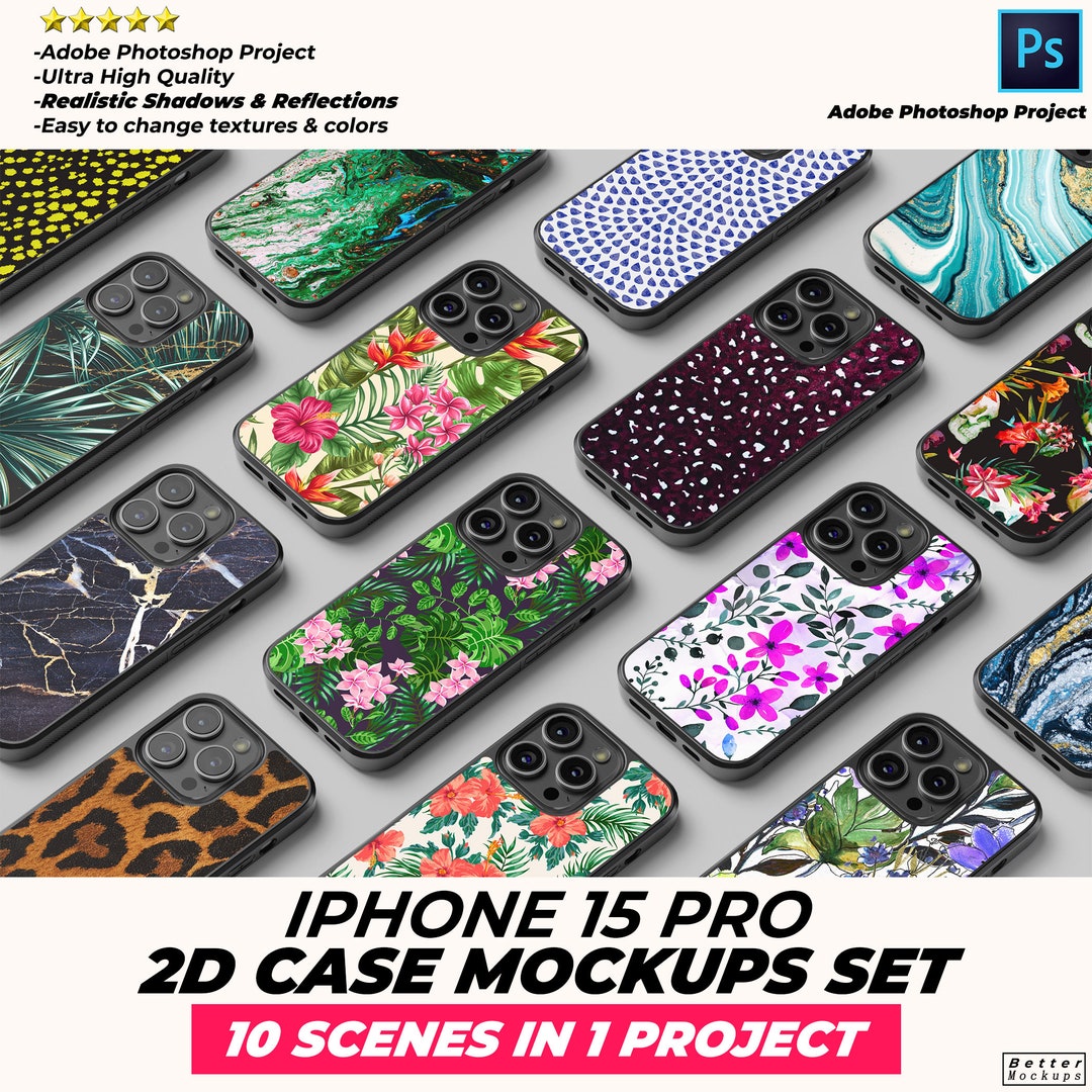 IPhone 15 Pro 2D Case Mockup, Sublimation iPhone Pro Case Mock up 2D ...