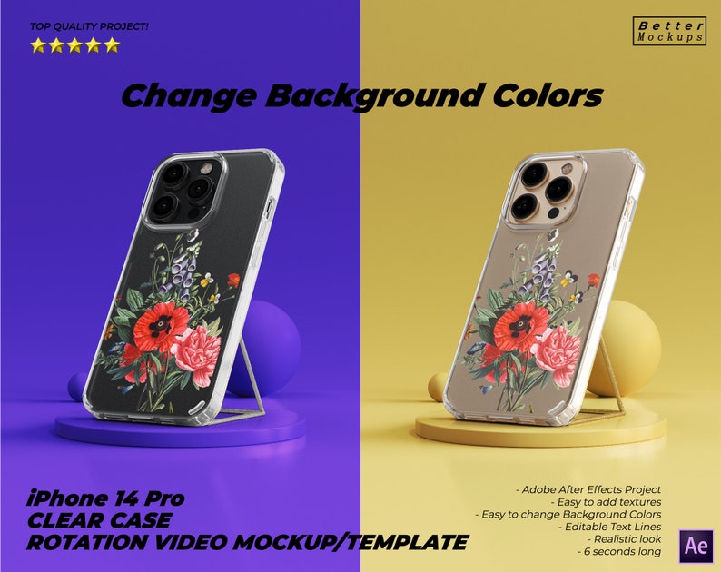 IPhone 14 Pro Clear Case Video Mockup – Adobe After Effects Template - Etsy
