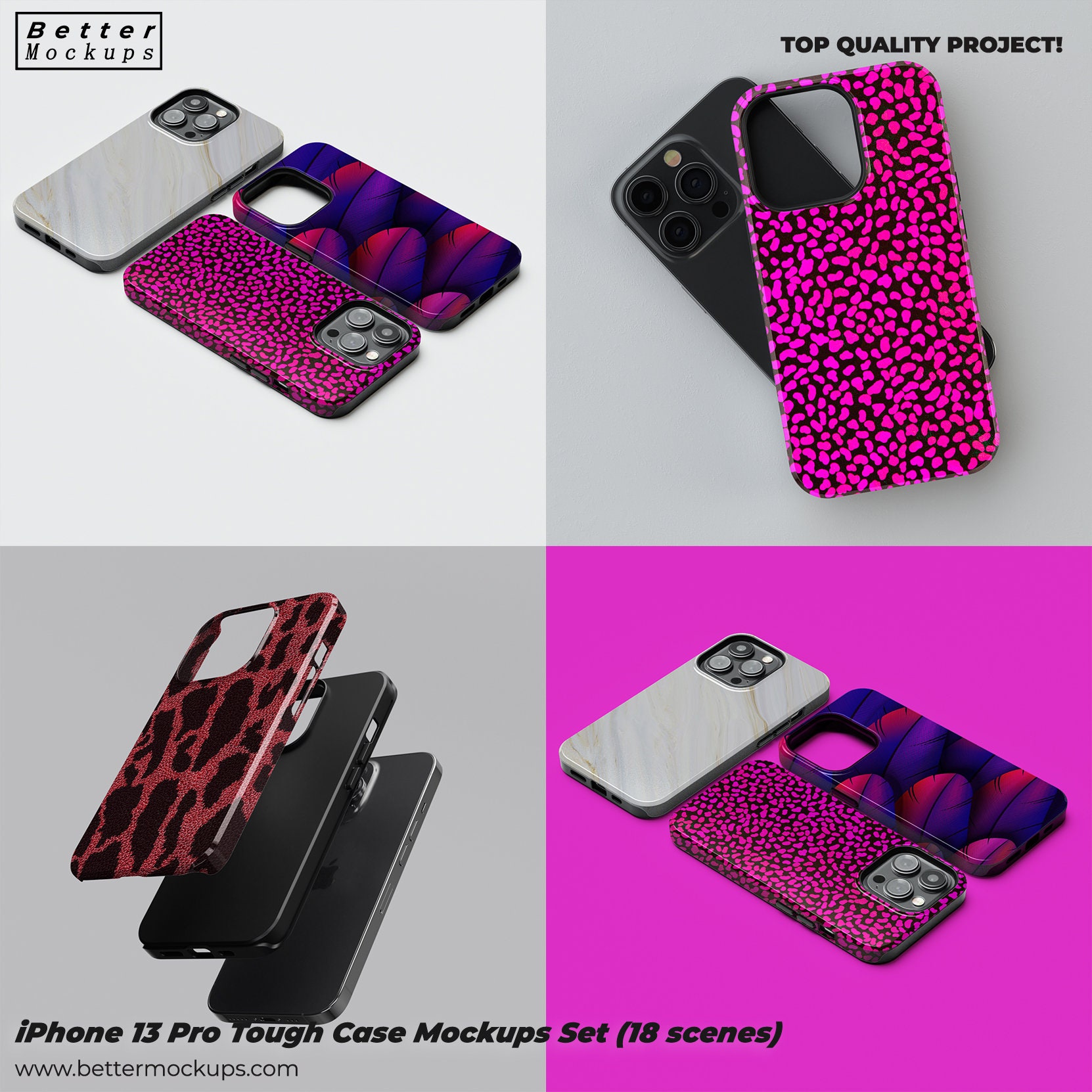 IPhone 13 Pro Tough Case Mockup Set, Sublimation Template (PSD) - Etsy