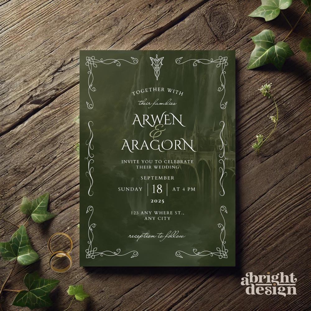 Elvish Wedding Invitation Template: Tolkien-inspired Fantasy (digital ...