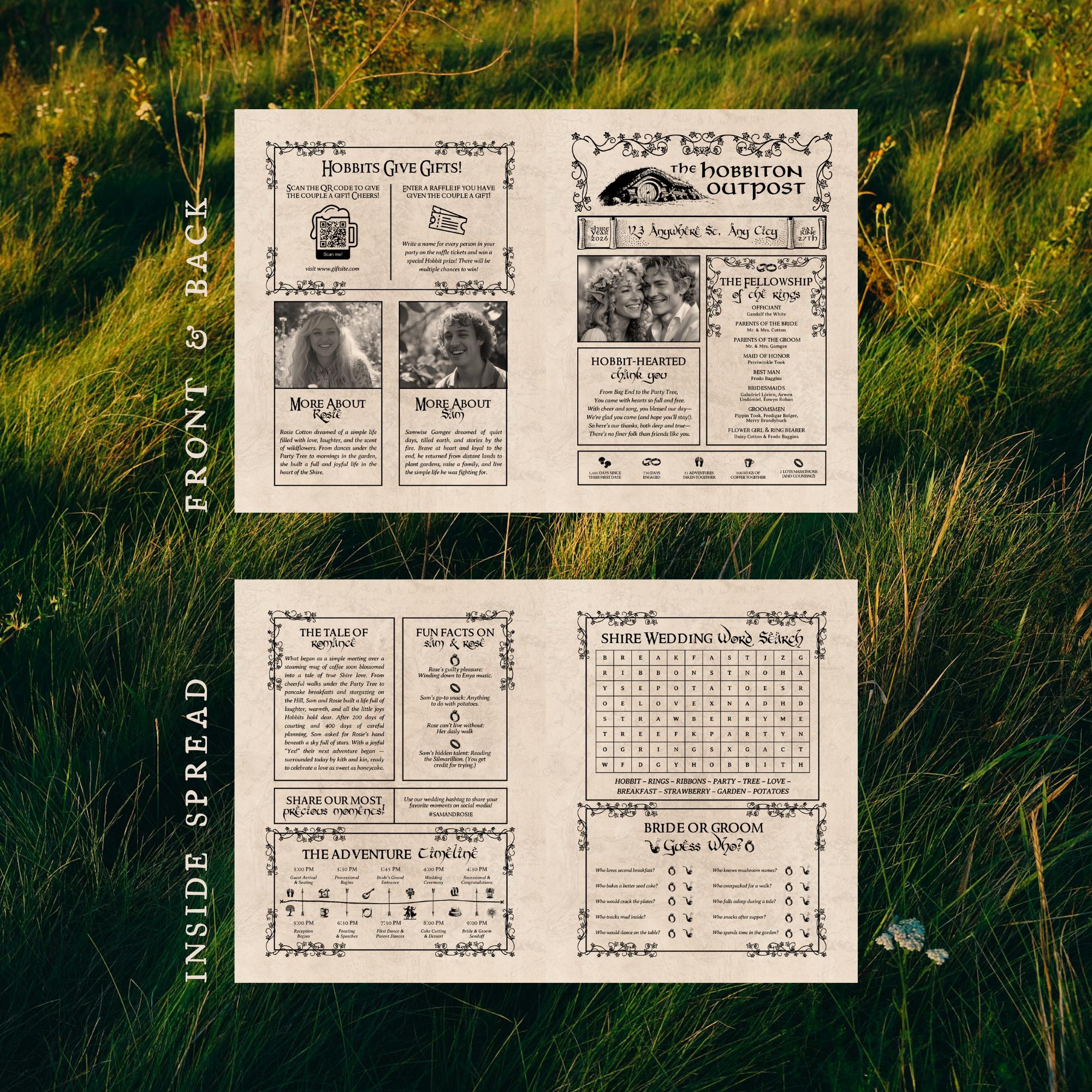 Hobbit Wedding Newspaper Template | Tolkien LOTR Fantasy Party ...