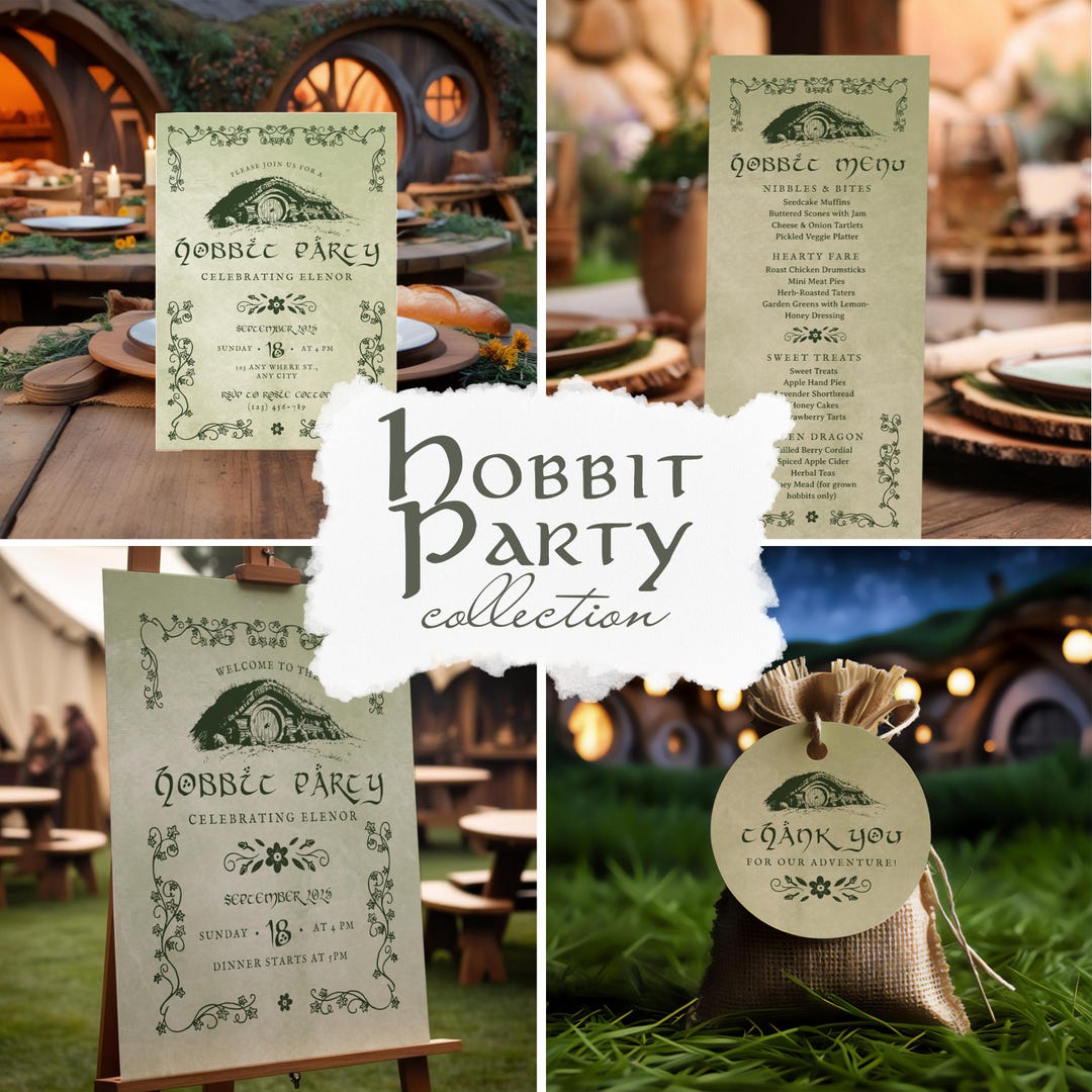 Hobbit Party Invitation Suite, Tolkien-inspired, Rings of Power, LOTR ...