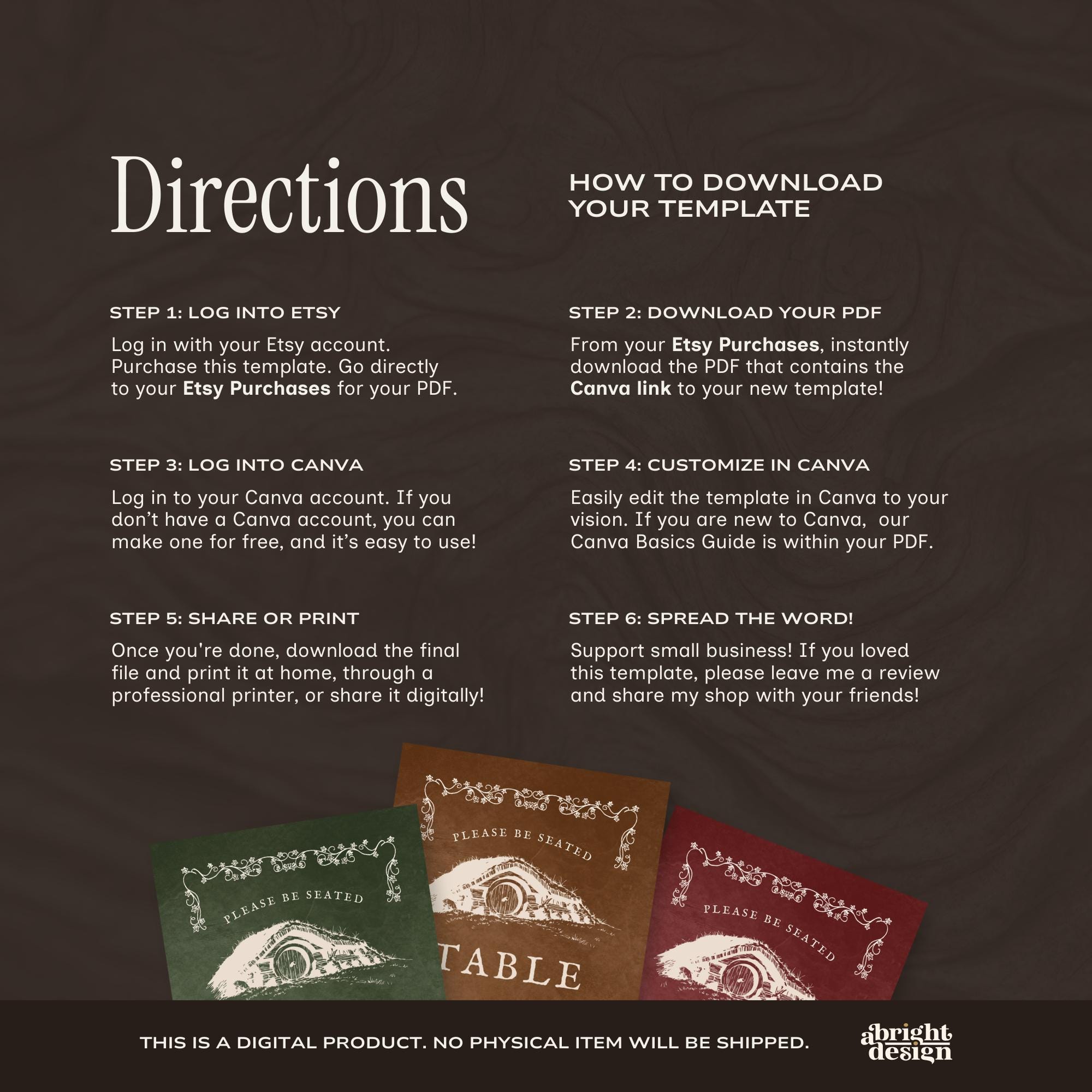 Hobbit Party Table Seating Chart and Table Card Template Suite: Tolkien ...