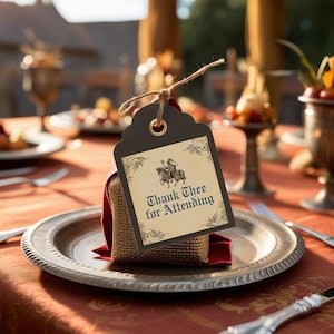 Medieval Party Favor Tags Template, 2x2" Printable Tags, Knight & Lady ...