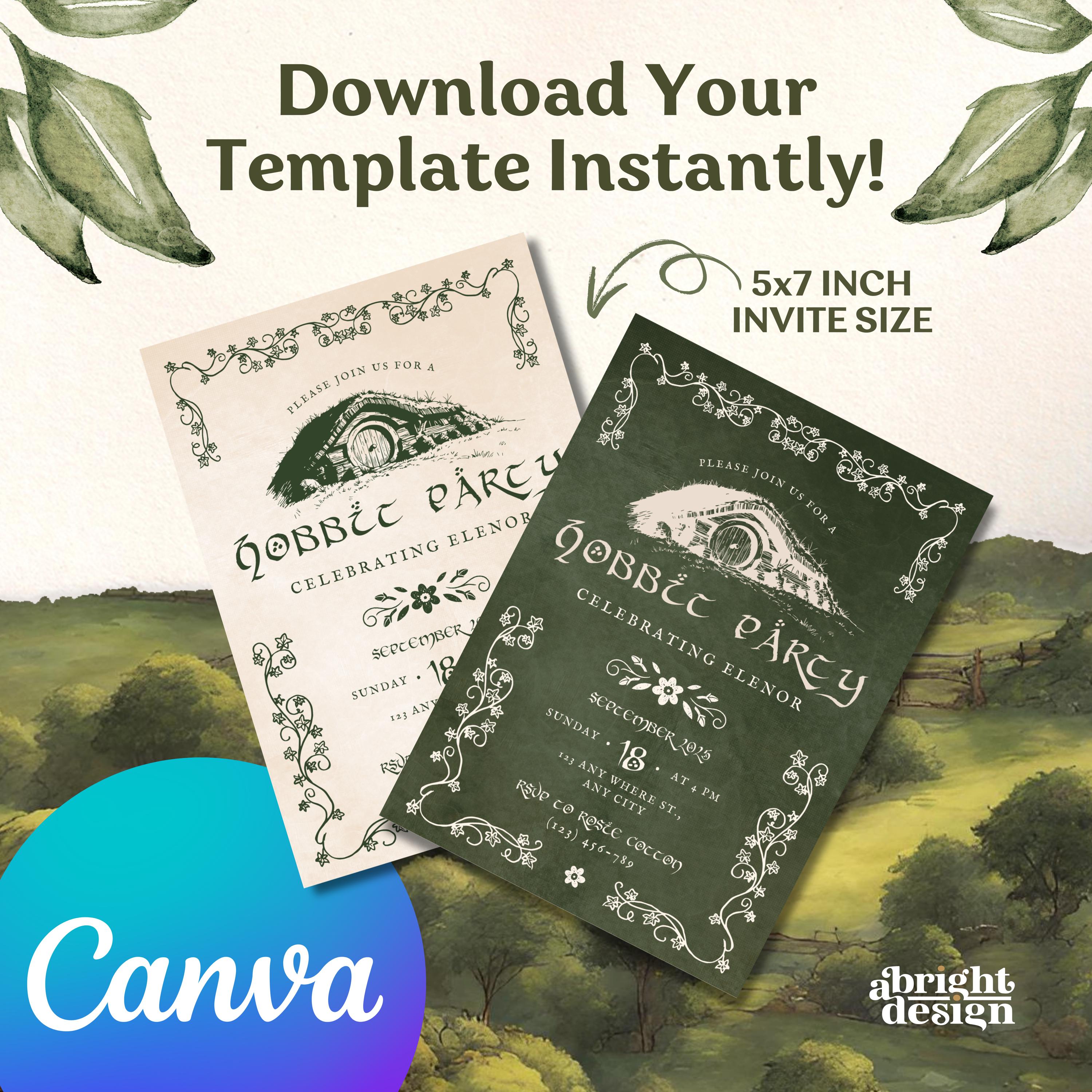 Hobbit Party Invitation Template, Tolkien-inspired, Rings of Power ...