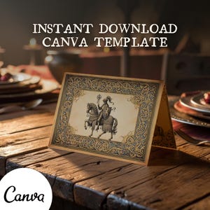 Medieval Thank You Card Template: Knight & Lady Design (digital ...
