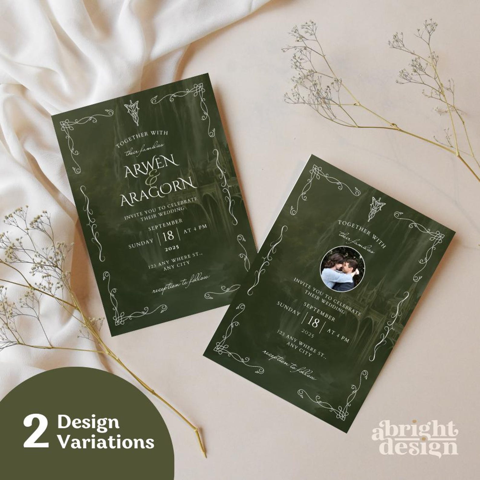 Elvish Wedding Invitation Template: Tolkien-inspired Fantasy (digital ...