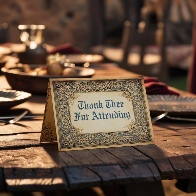 Medieval Party Thank You Card Template, 4x6" Printable Folded or Flat ...