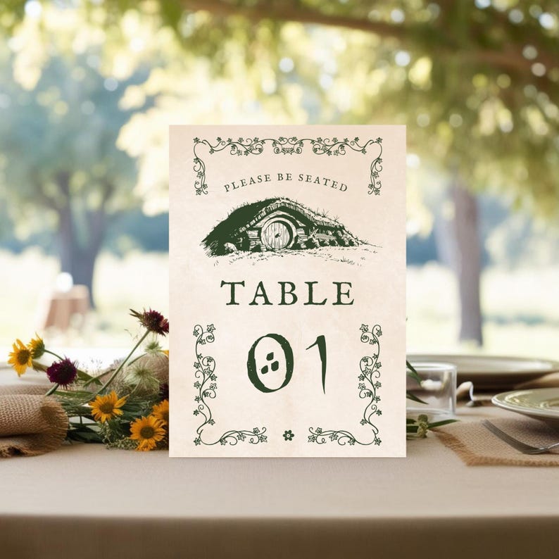 Hobbit Party Table Seating Chart and Table Card Template Suite: Tolkien ...