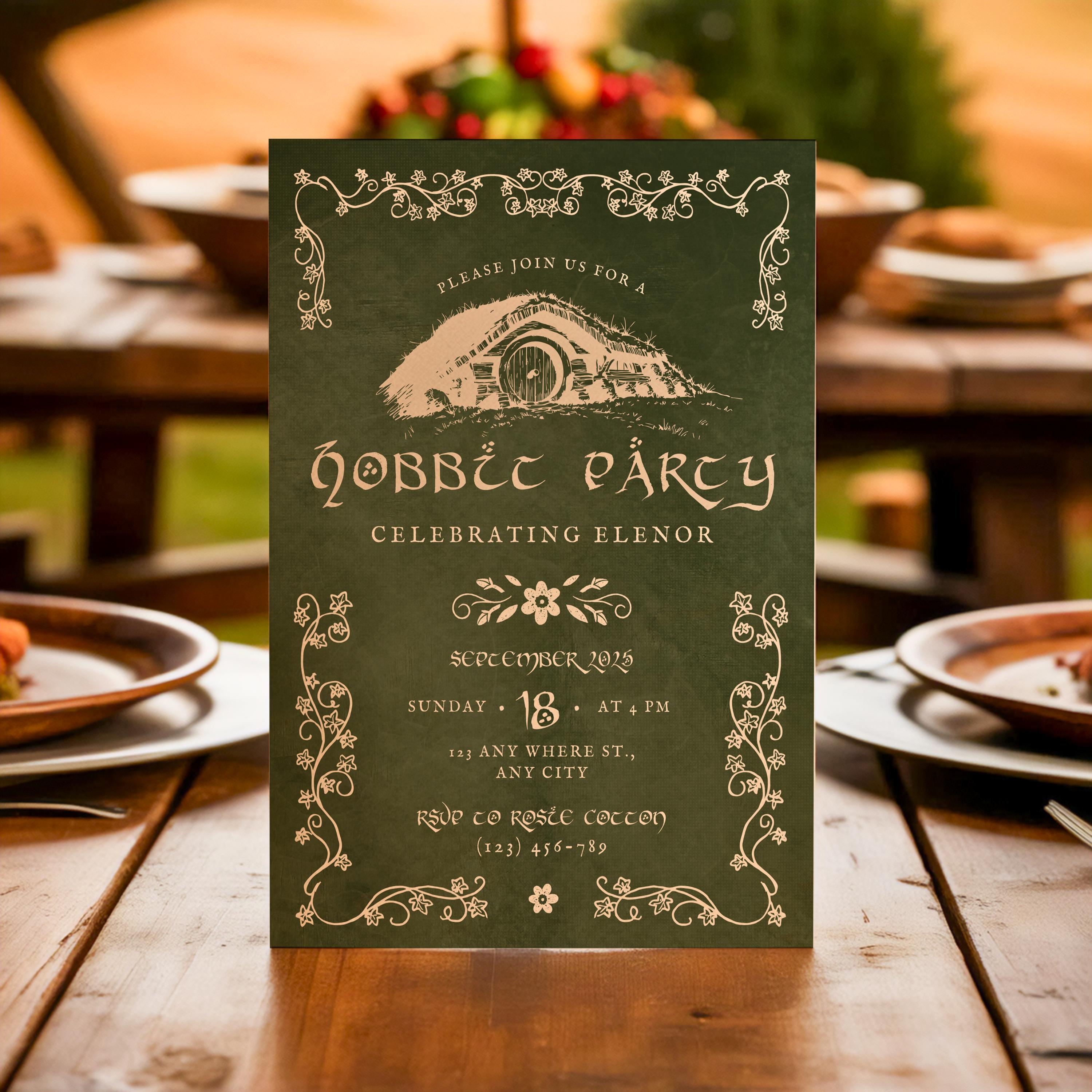 Hobbit Party Invitation Template, Tolkien-inspired, Rings of Power ...