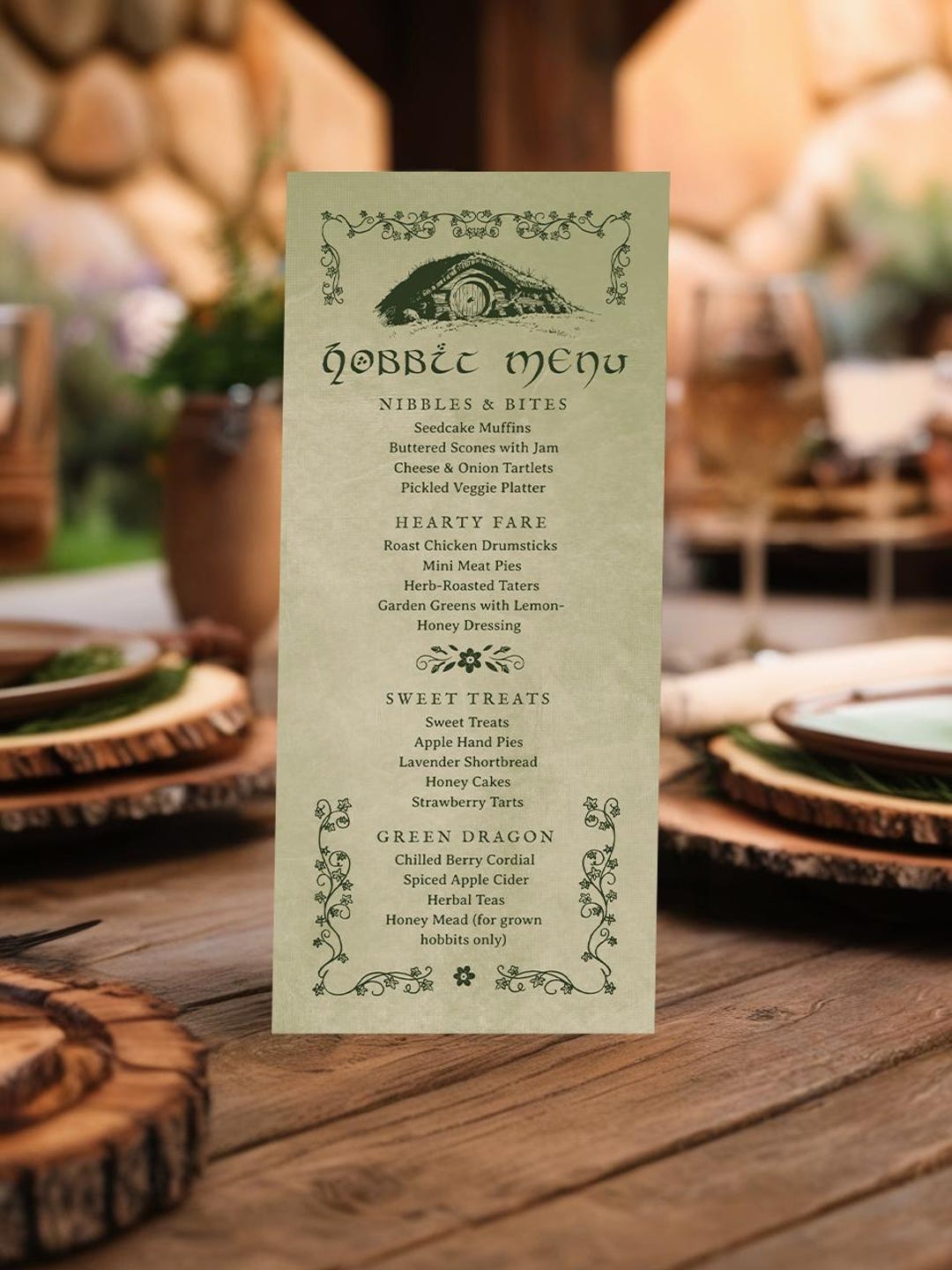 Hobbit Party Menu Template, Tolkien-inspired, Rings of Power, LOTR ...