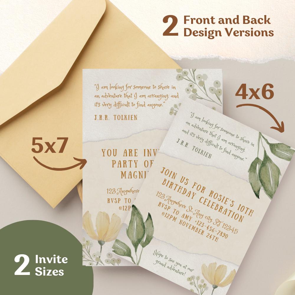 Shire-themed Garden Birthday Invitation | Editable Canva Template ...