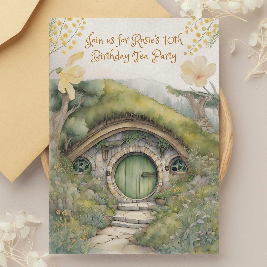 Shire-themed Garden Birthday Invitation | Editable Canva Template ...