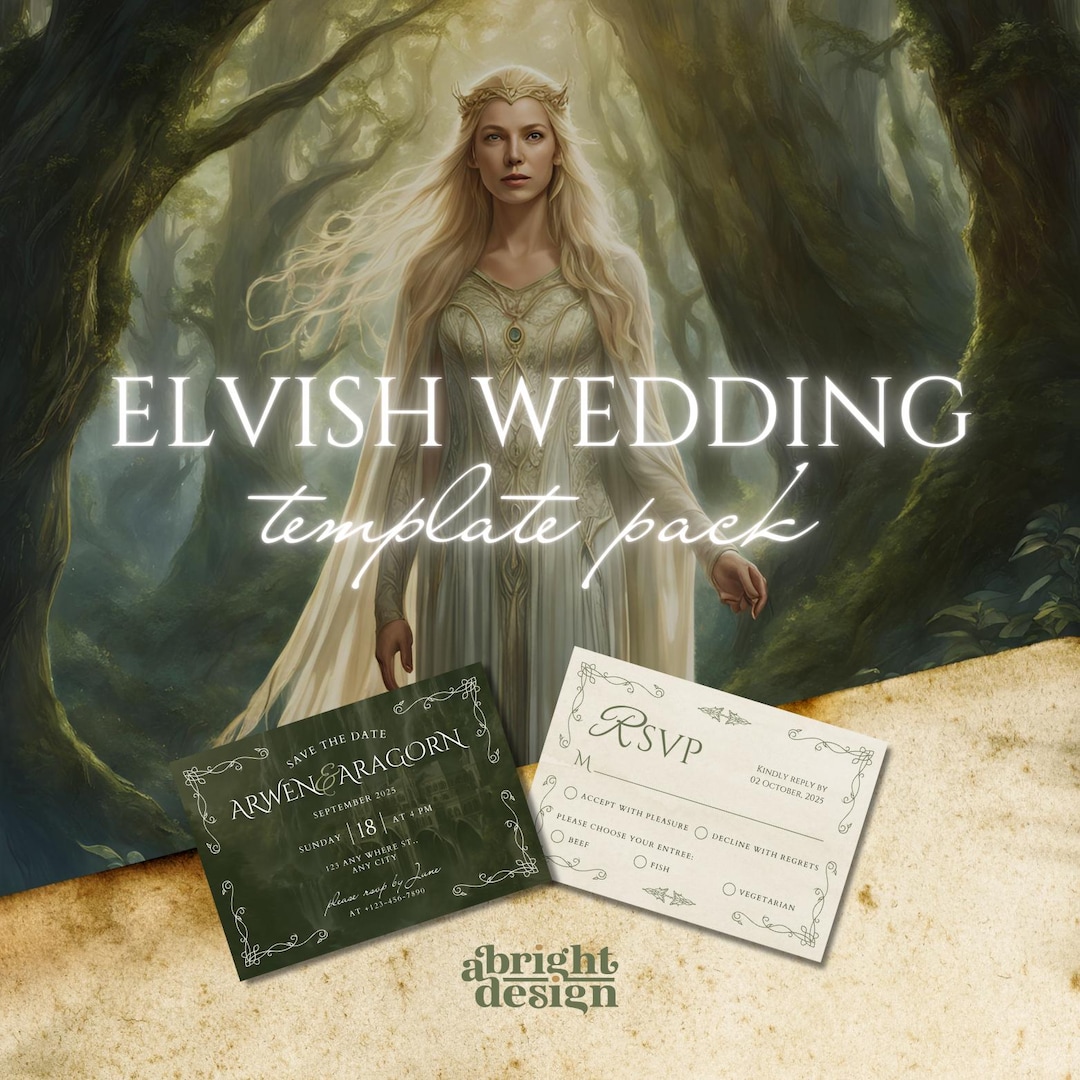 Elvish Wedding Template Pack, Tolkien-inspired, Rings of Power, LOTR ...