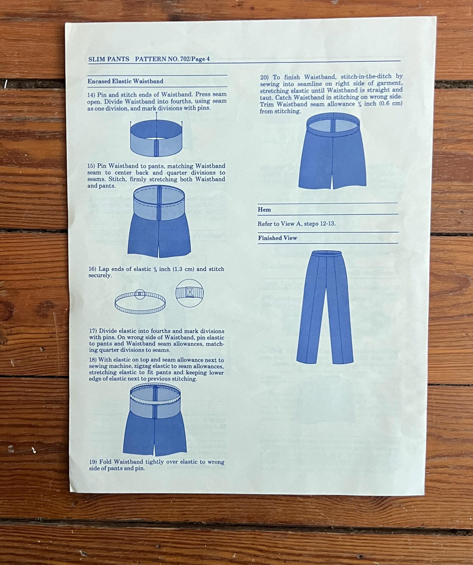 Vintage Stretch & Sew Sewing Pattern No. 702 Slim Pants, Sizes 30-42 ...