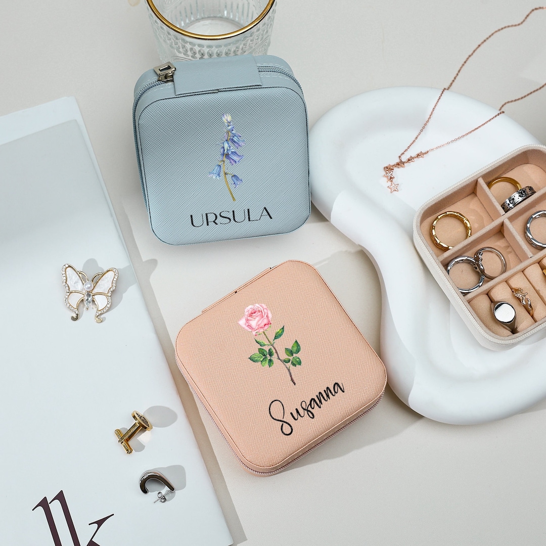 Custom Painted Birthday Flower Jewelry Box, Personalized Name Birthday ...