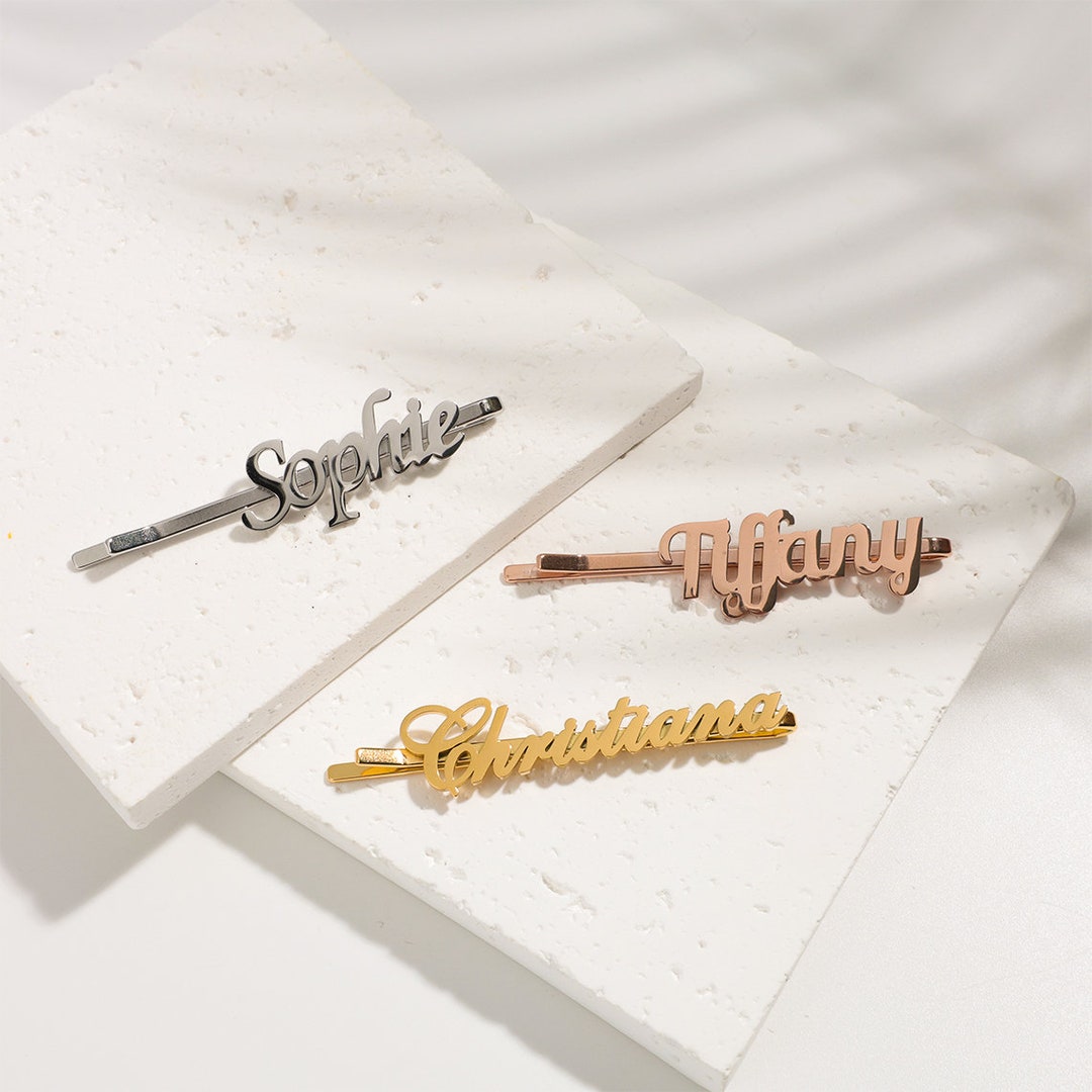 Custom Metal Ladies Hair Clip Gold Metal Personalized Gift - Etsy