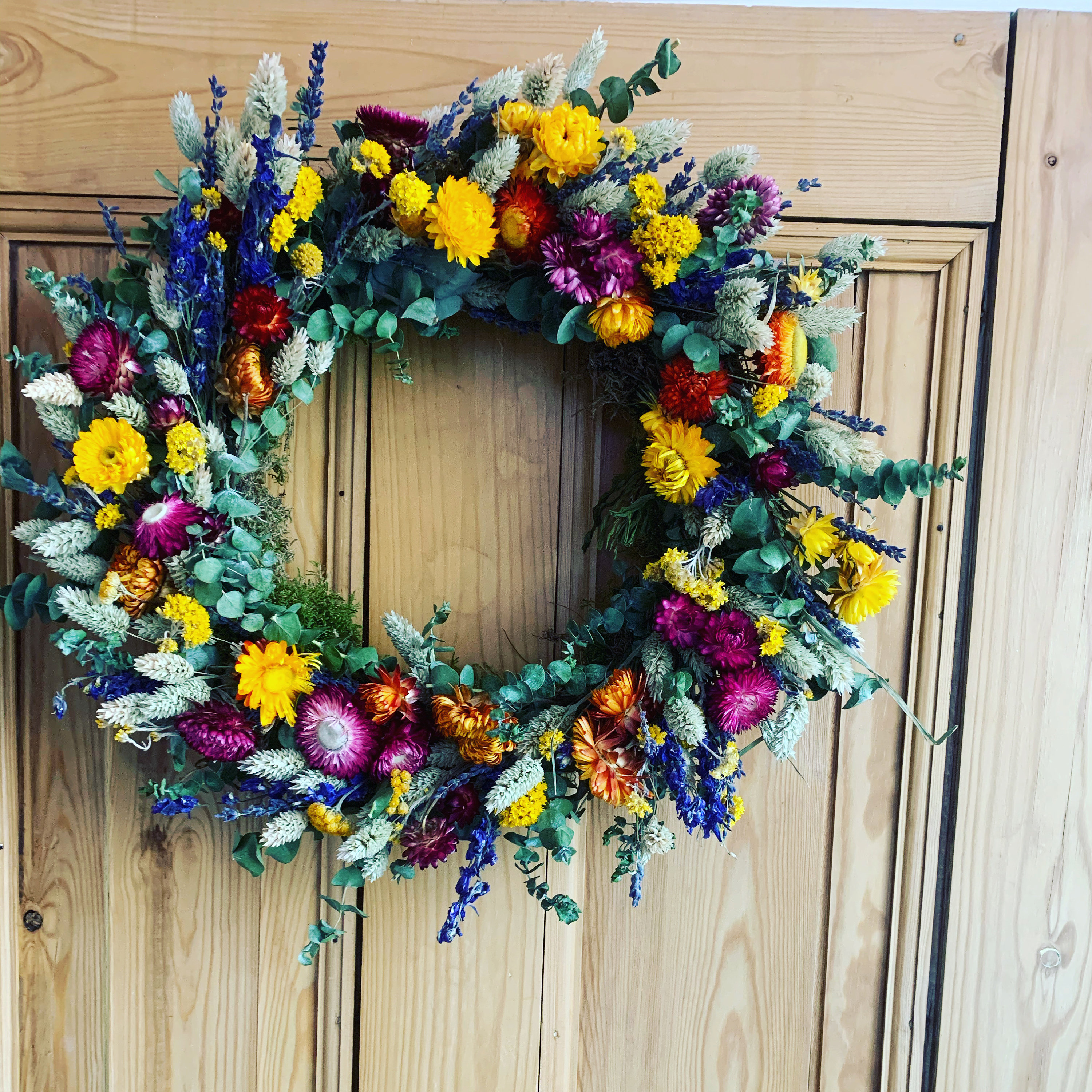 Bright And Beautiful Dried Flower Door Wreath Etsy