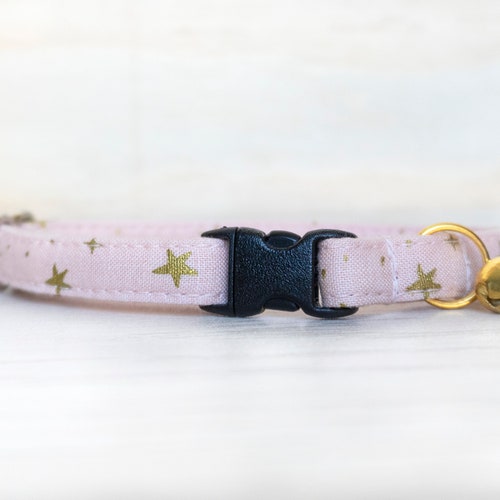 Periwinkle Gold Star Cat Collar With Bell Breakaway Clasp - Etsy