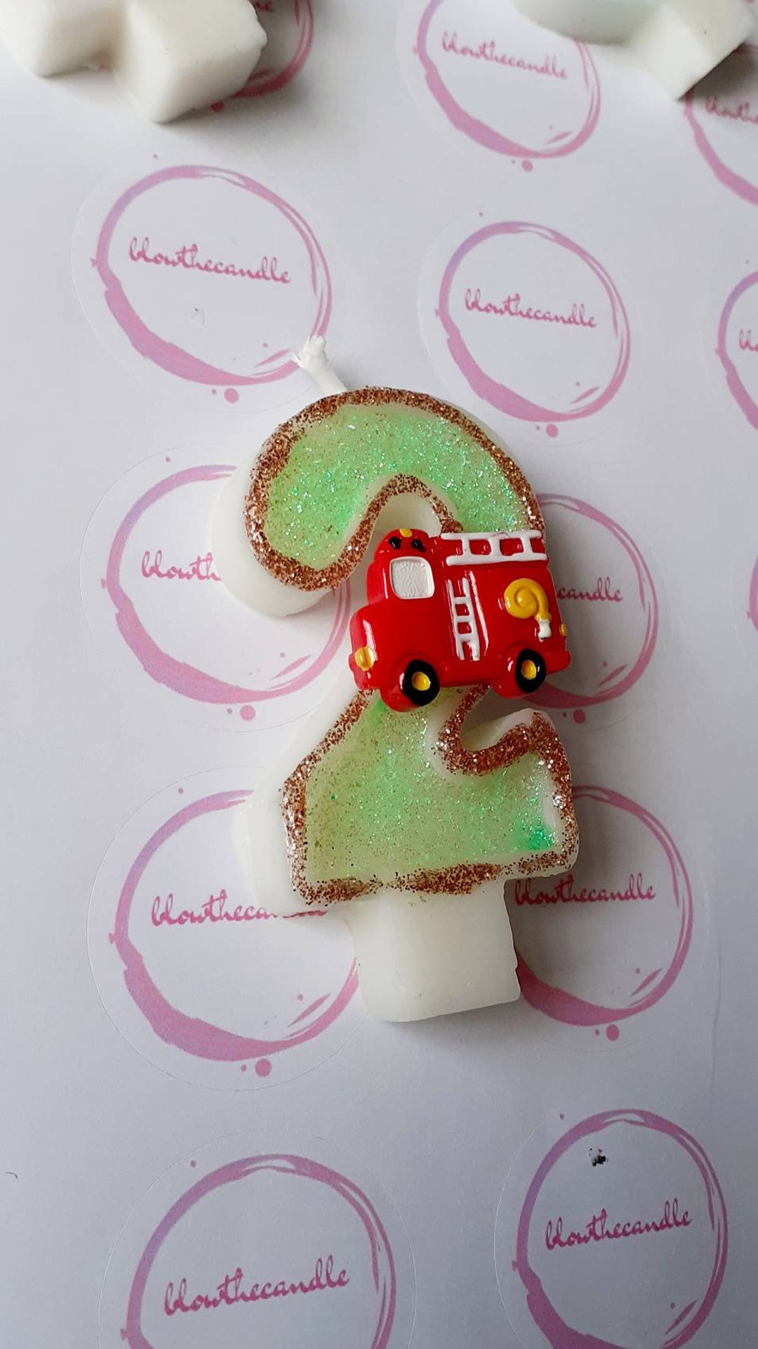 Fire Truck Number Candle: Kids Birthday Cake Topper - Etsy