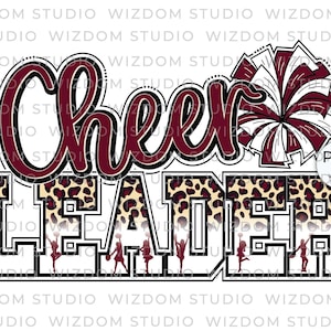 Cheerleader PNG Image, Leopard Cheer Maroon Design, Sublimation Designs ...