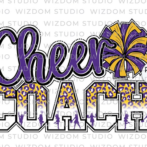 Cheer Coach PNG Image Leopard Cheer Purple Gold Design - Etsy