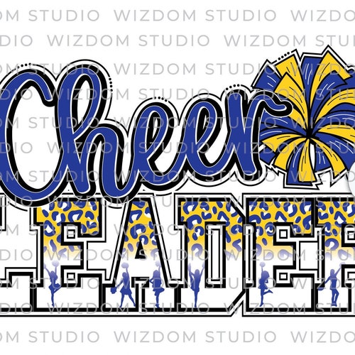 Cheerleader PNG Image Leopard Cheer Navy Gold Design - Etsy