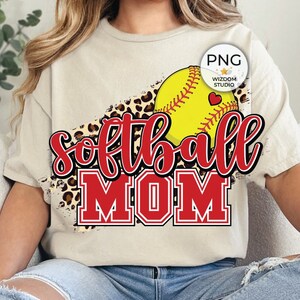 Softball Mom PNG Image, Leopard Red Design, Transparent PNG ...