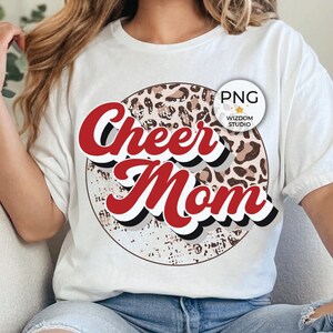 Cheer Mom PNG Image, Cheer Red Black Leopard Retro Design, PNG File ...