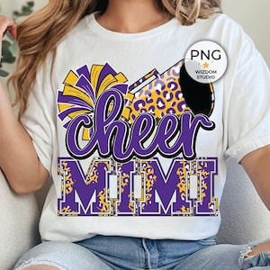 Cheer Mimi PNG Image, Leopard Cheer Purple Gold Design, Sublimation ...